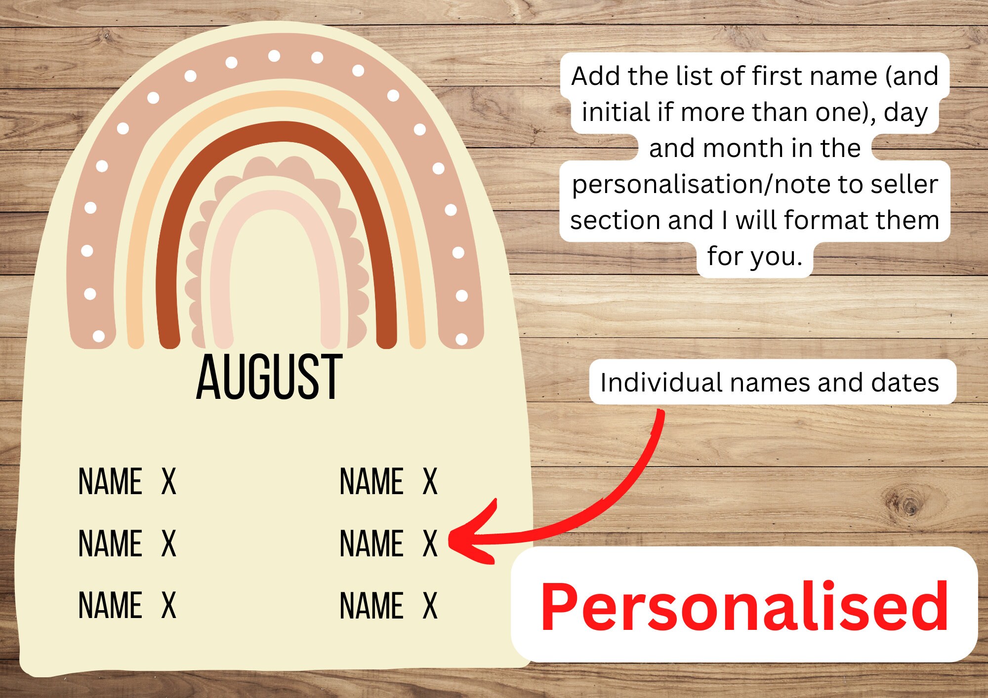 CUSTOM Classroom Boho Rainbow Birthday Display, Primary School Cake ...