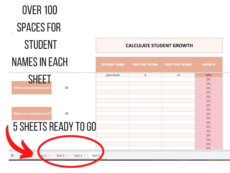 Student Growth Google Sheets Template, Teacher Google Sheets Template ...