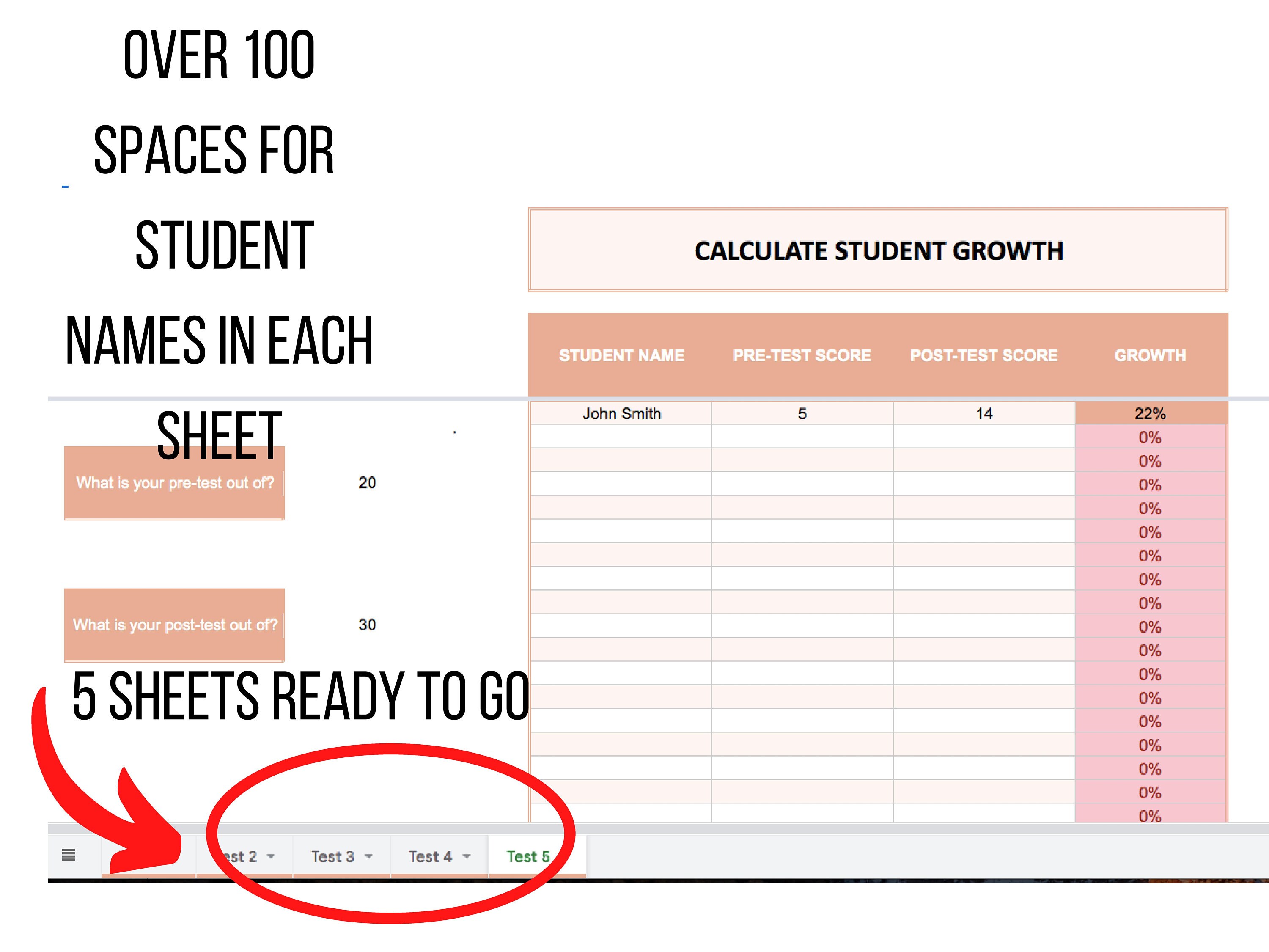Student Growth Google Sheets Template, Teacher Google Sheets Template ...