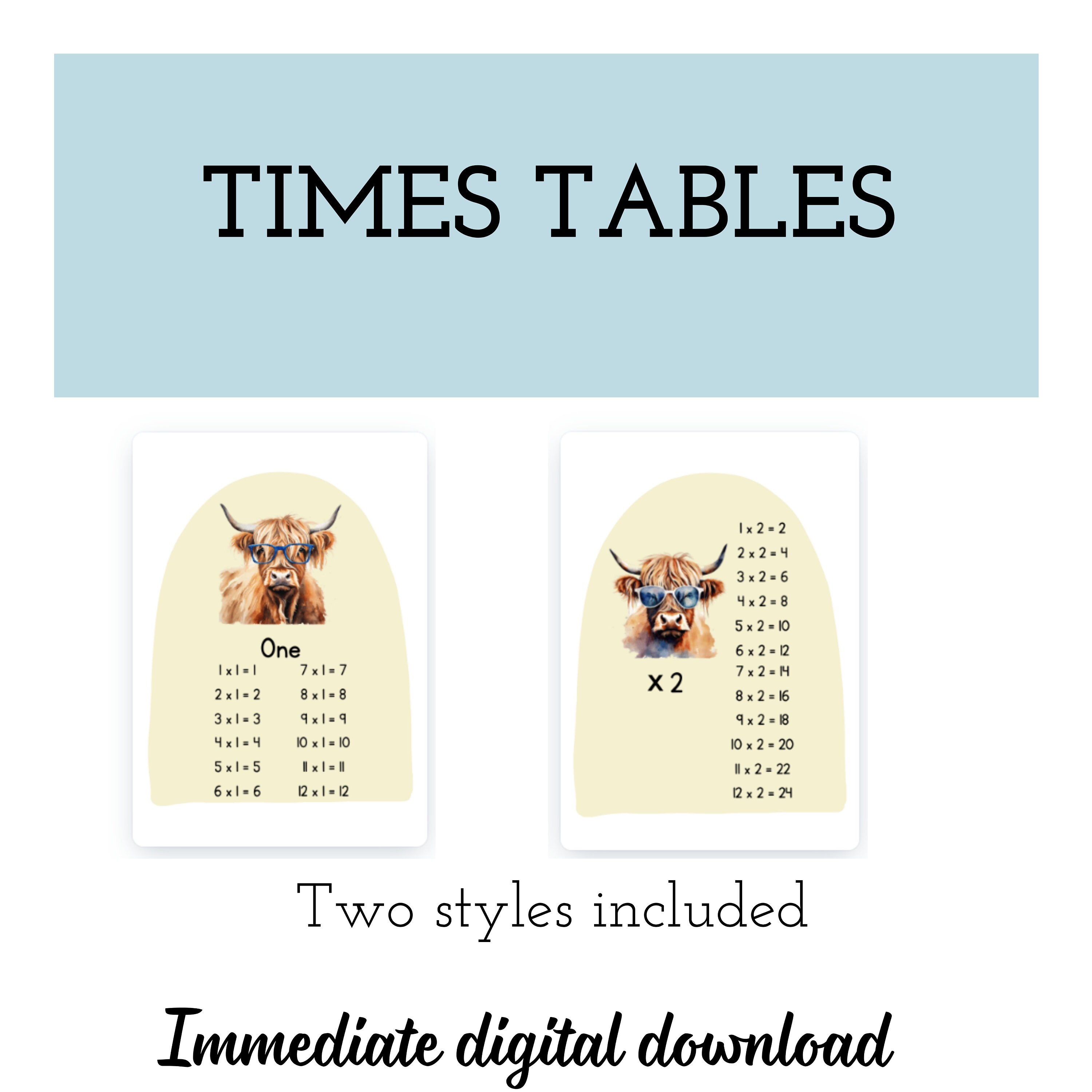 Times Tables Chart for Boho Classroom, Practice Times Tables, Maths ...