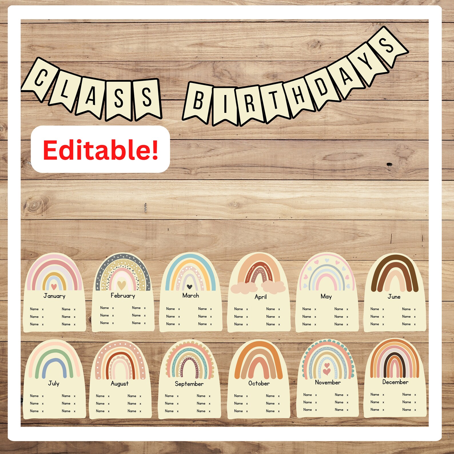 EDITABLE Classroom Birthday Display, Primary School Cake Birthday ...