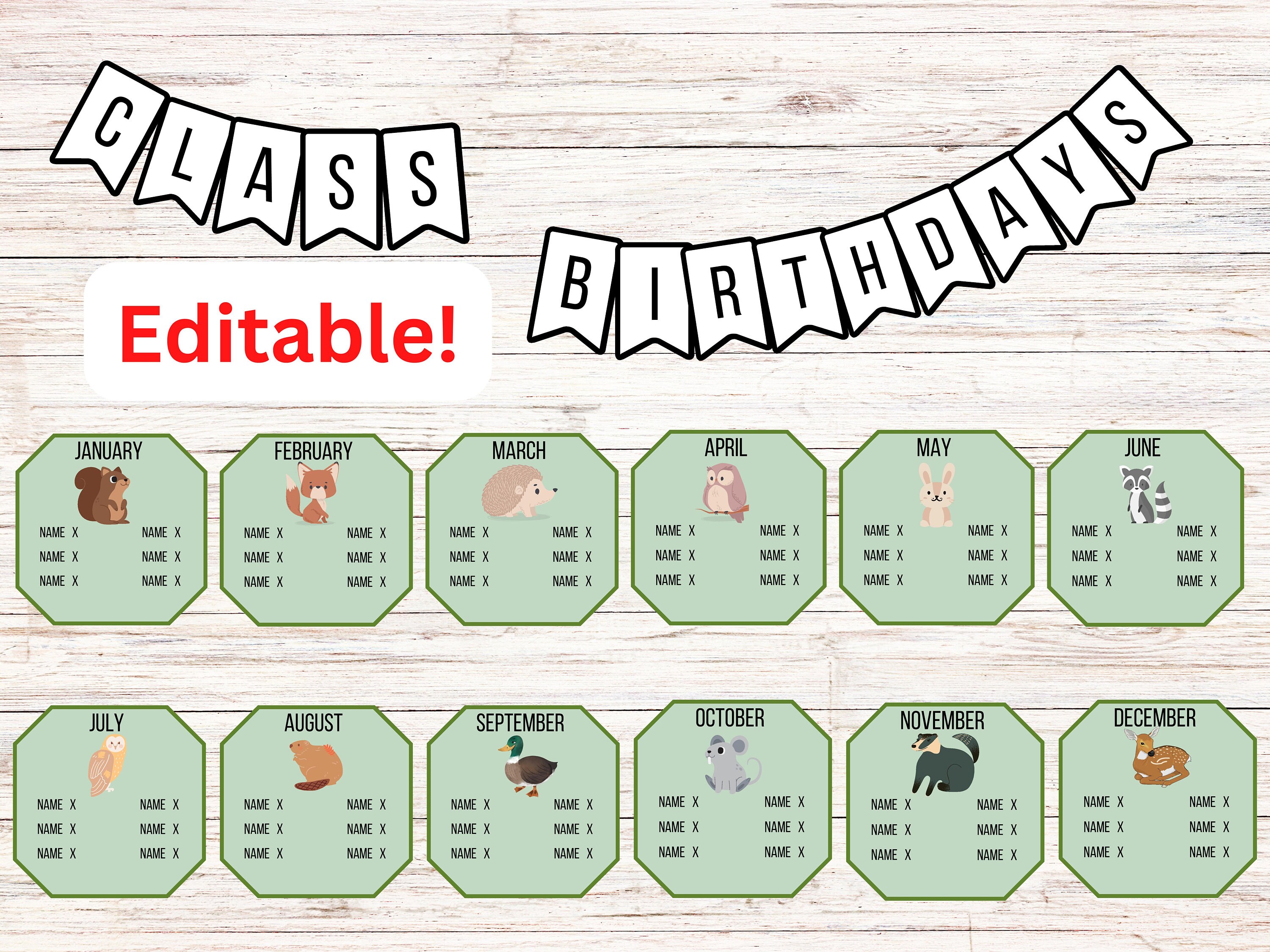 EDITABLE Woodland Classroom Birthday Display, Primary School Cute ...
