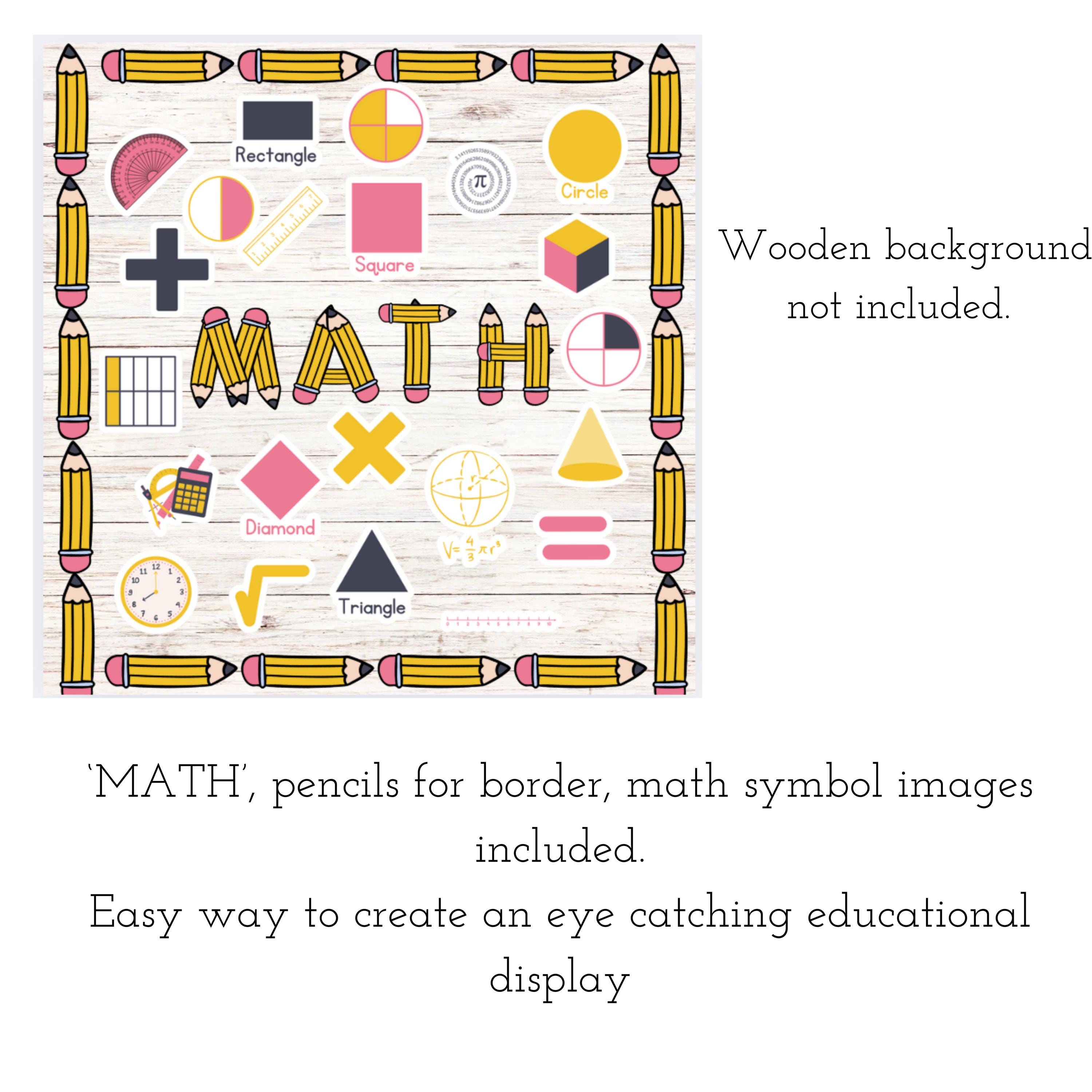Math Bulletin Board, Classroom Math Display Kit, Easy Math Chart, Back ...