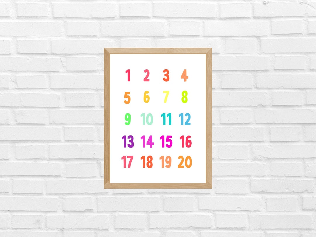 Rainbow Classroom Number Poster 1 20 Printable Daycare - Etsy