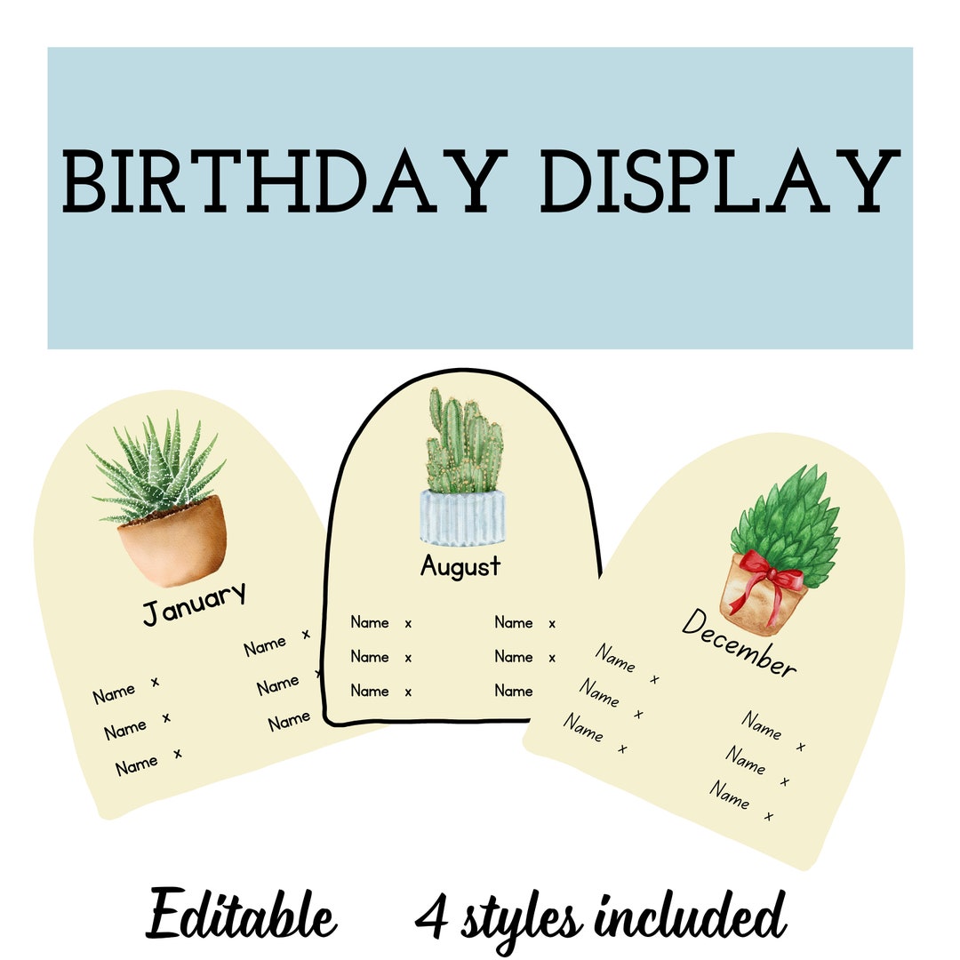 EDITABLE Boho Plant Classroom Birthday Display, Bulletin Board Plant ...