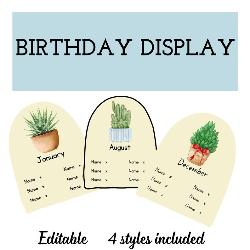 EDITABLE Boho Plant Classroom Birthday Display, Bulletin Board Plant ...