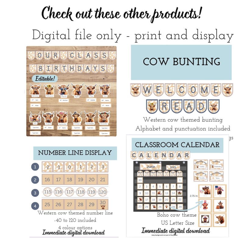 Highland Cow Classroom Decor, Boho Western Bulletin Board ...