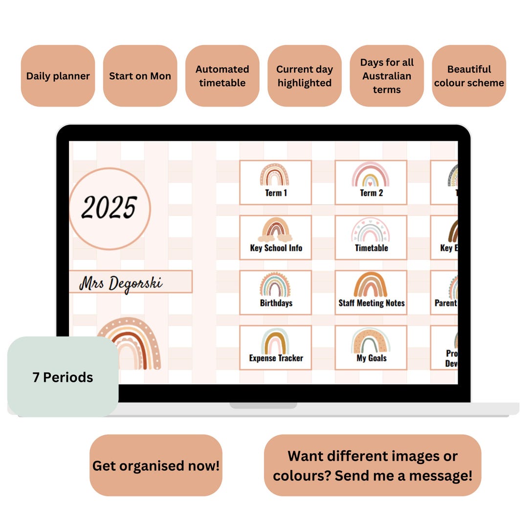 2025 Australian Teacher Google Sheets Planner 7 Periods, Digital ...