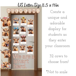 Editable Highland Cow Classroom Door Display | “holy Cow We’re a Smart ...
