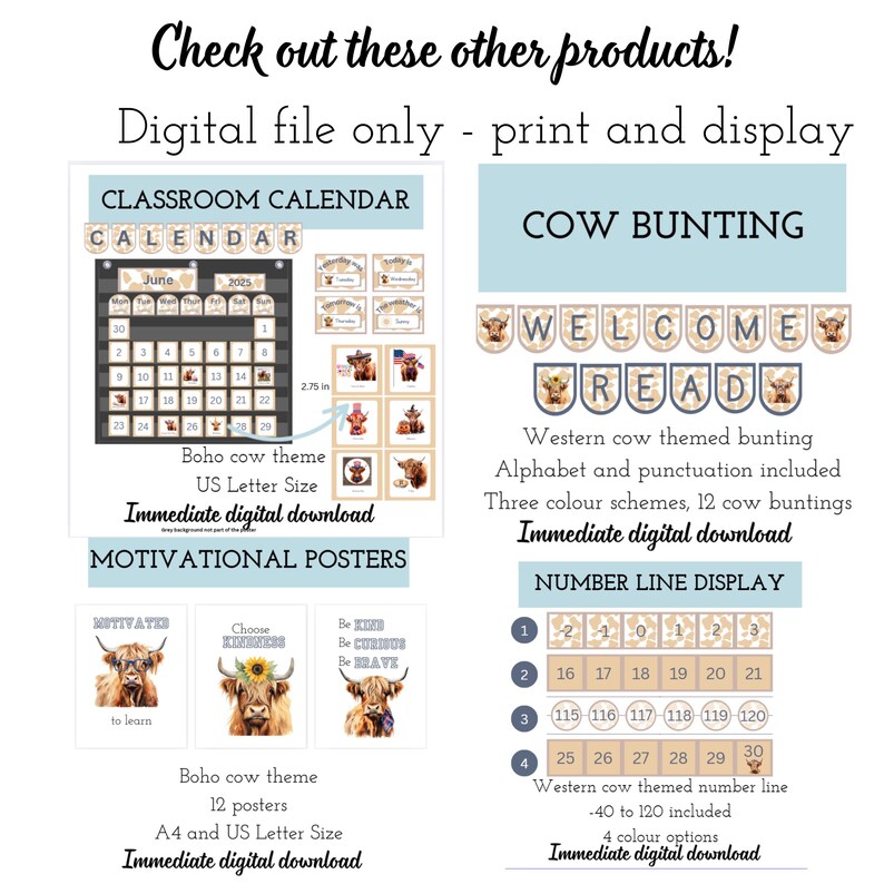 EDITABLE Highland Cow Classroom Birthday Display, Primary School ...