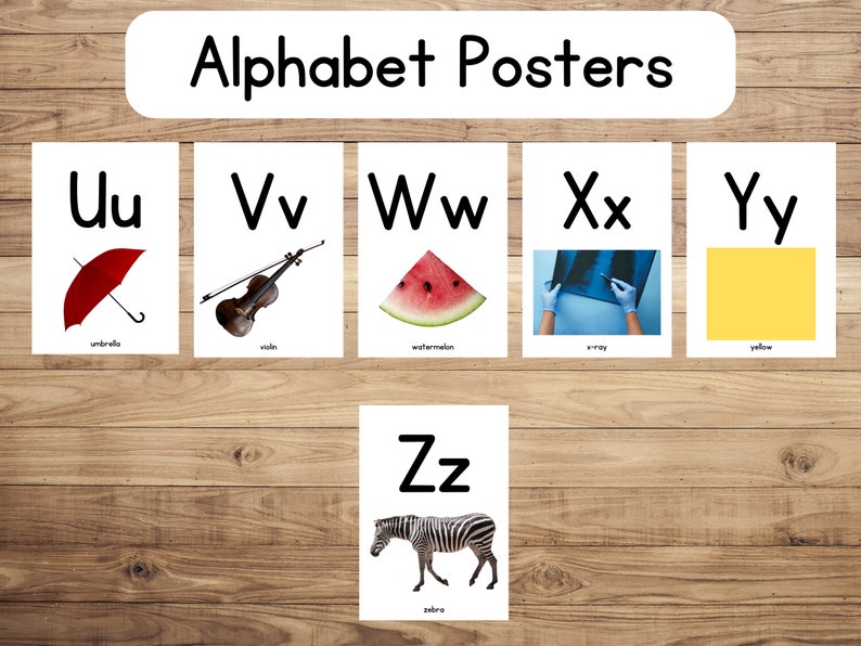 Realistic Alphabet Posters, A-Z Posters, Daycare Display Board, Primary ...