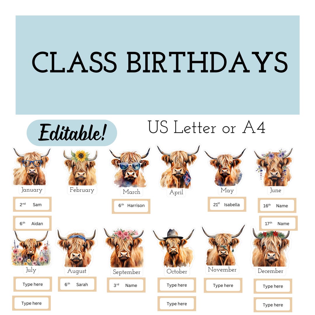 Birthday Bulletin Board Cows, Birthday Chart Kinder, Primary School ...