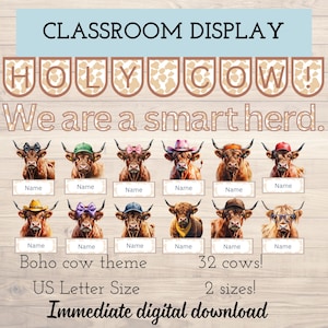 Editable Highland Cow Classroom Door Display | “holy Cow We’re a Smart ...