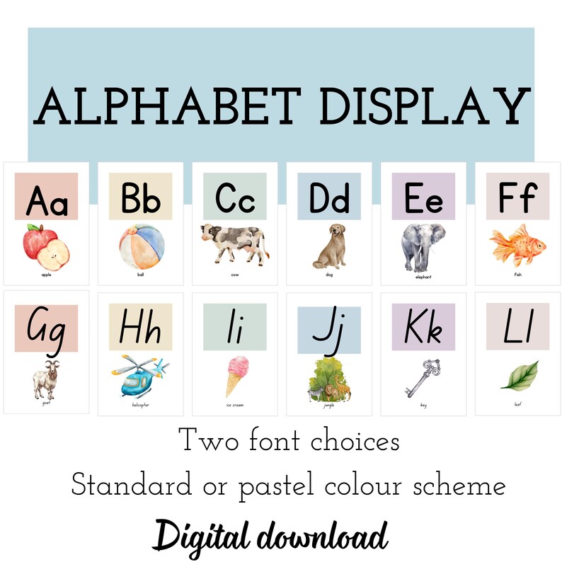 Alphabet Poster, Abc Flash Cards, Homeschool Educational Display ...