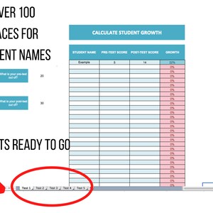 Student Growth Excel Template, Teacher Excel Template, Calculate Growth ...