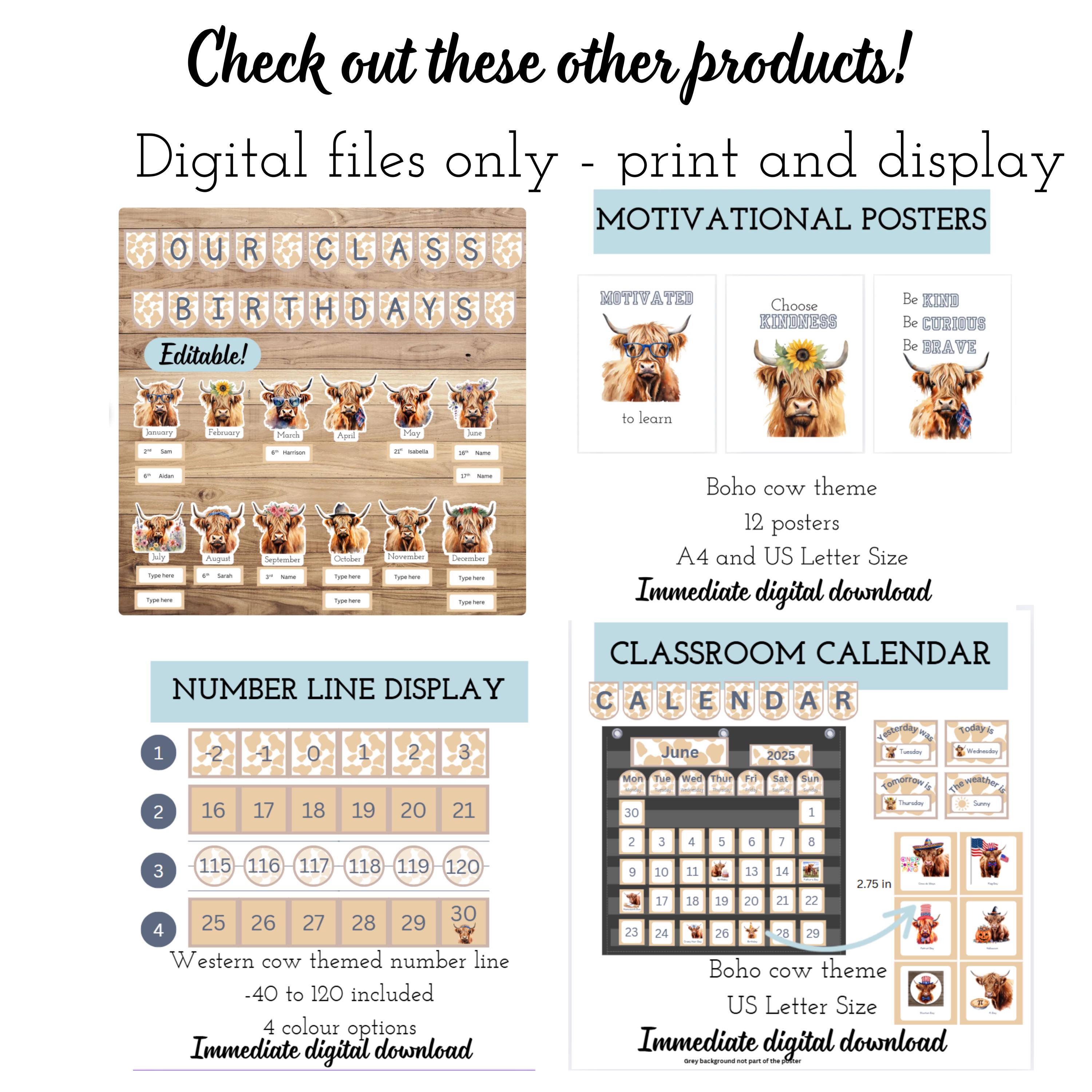 Editable Highland Cow Classroom Wall Art Display | “holy Cow We’re a ...