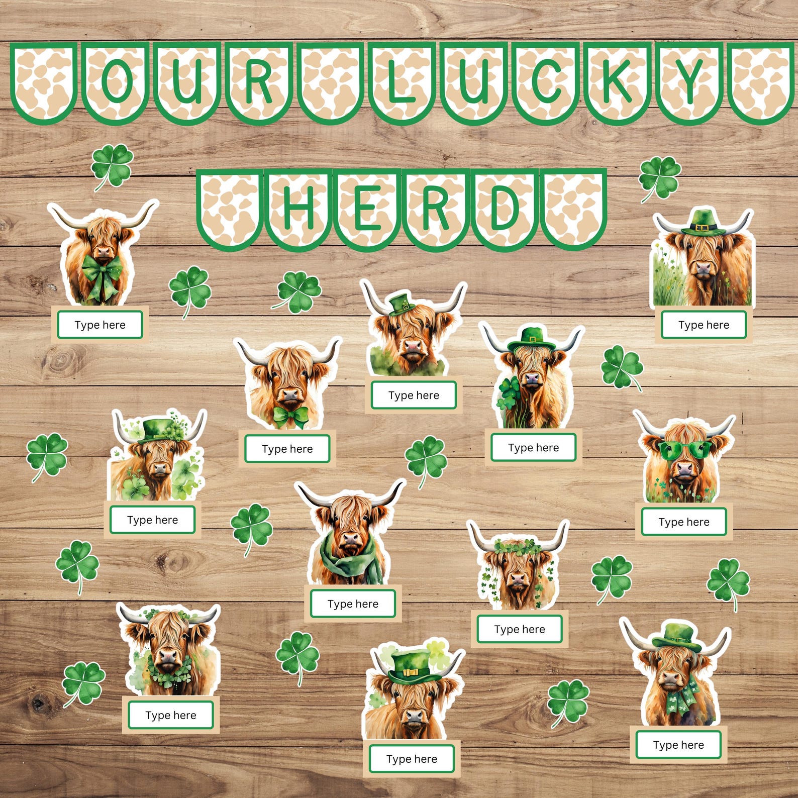 St Patrick's Day Cow Classroom Display, Western Theme Door Decor ...
