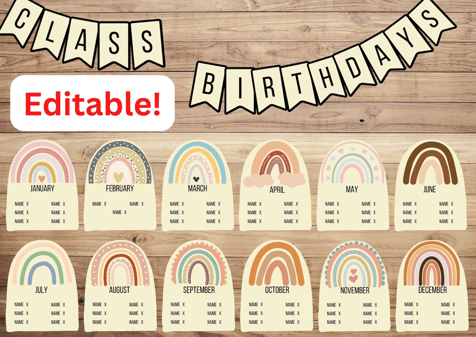 Birthday Bulletin Board Printable Classroom Birthday Display - Etsy
