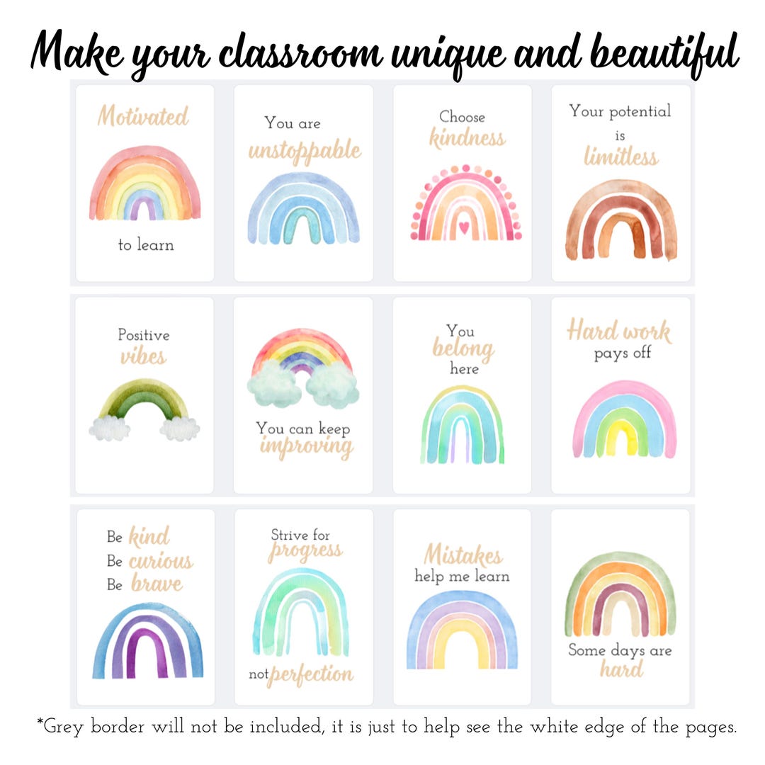 Neutral Rainbow Motivational Posters | Boho Classroom Decor ...
