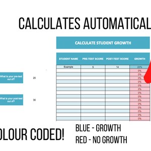 Student Growth Excel Template, Teacher Excel Template, Calculate Growth ...