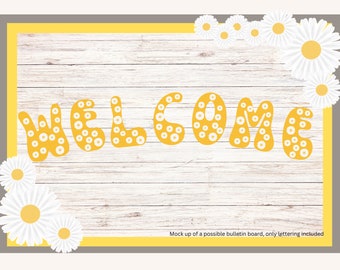 WELCOME Bulletin Board, Groovy Display Board Letters, Daisy Classroom ...