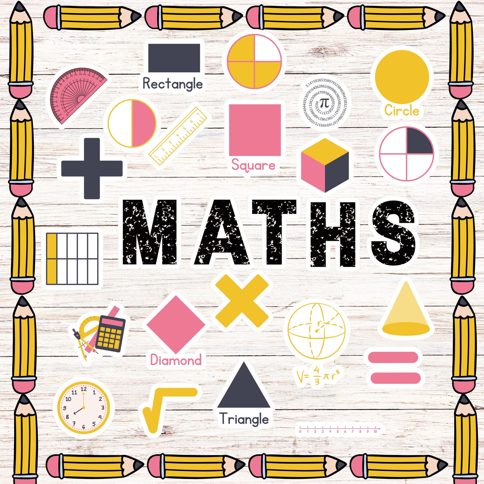 Printable Math Classroom Decor, Retro Math Bulletin Board Kit, Fun and ...
