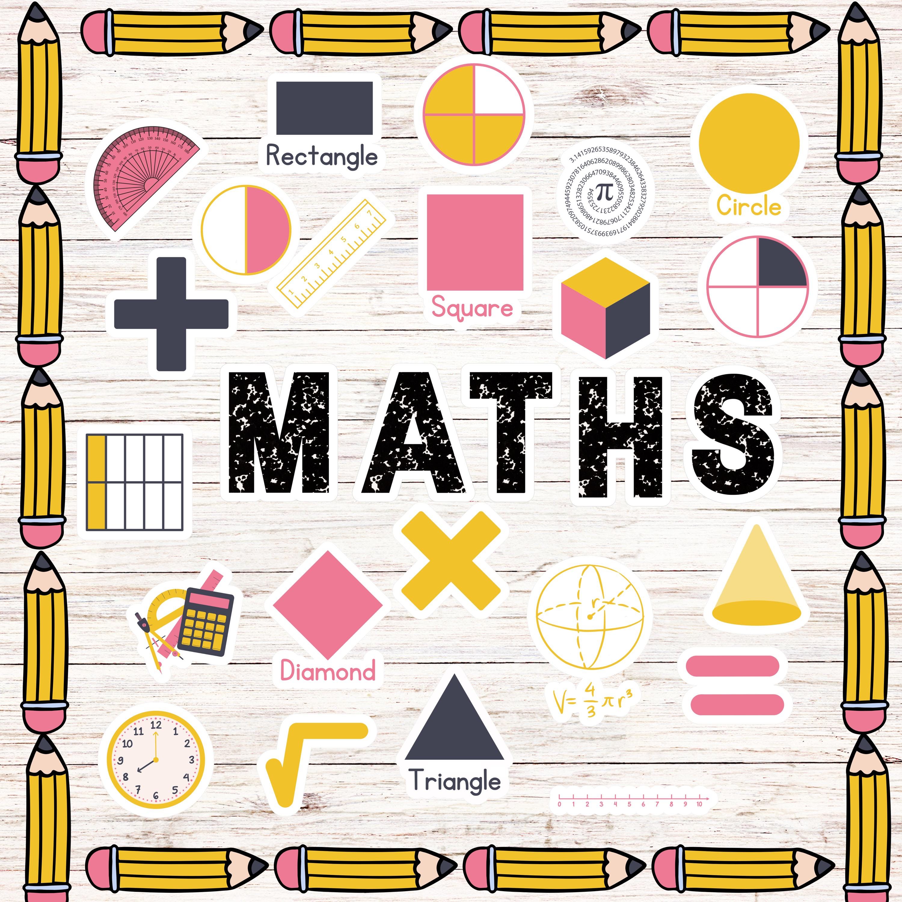 Printable Math Classroom Decor, Retro Math Bulletin Board Kit, Fun and ...