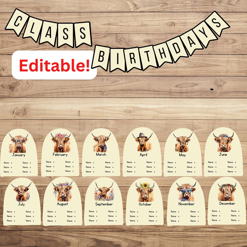 EDITABLE Cow Classroom Birthday Display, Primary School Birthday ...