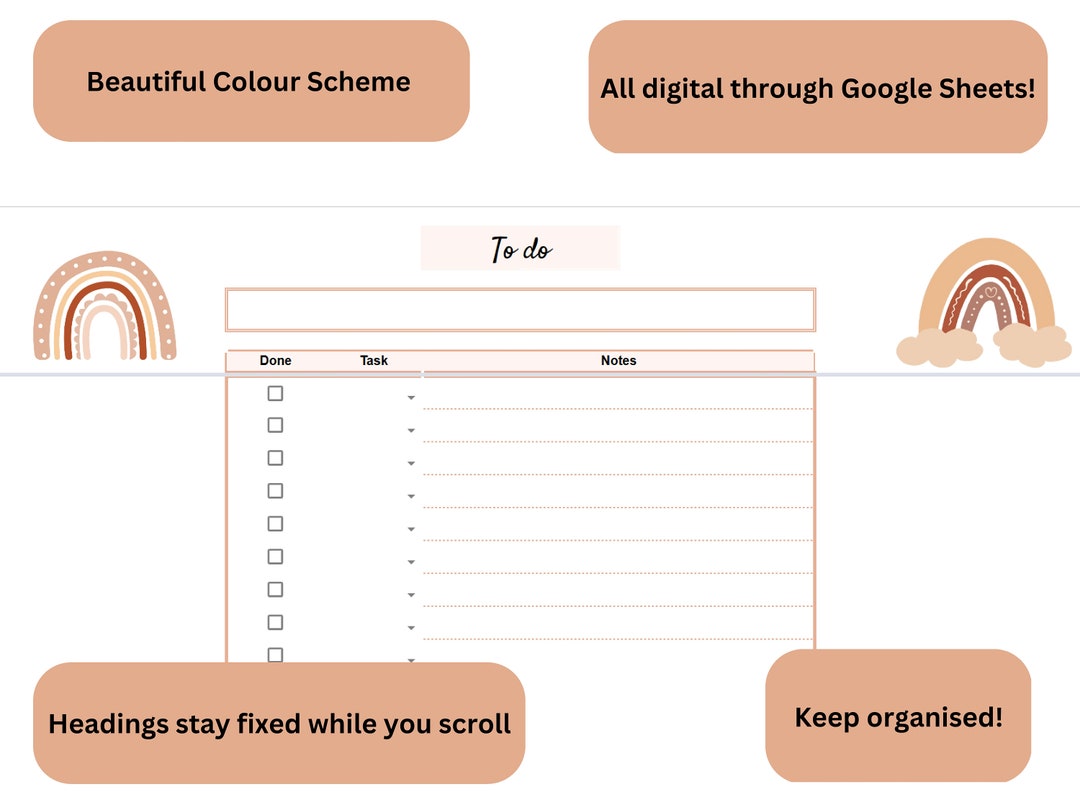 Teacher to Do List, Google Sheets to Do List, Boho Rainbow to Do List ...