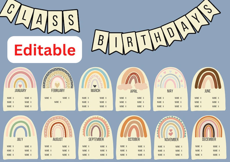 Birthday Bulletin Board Printable Classroom Birthday Display - Etsy