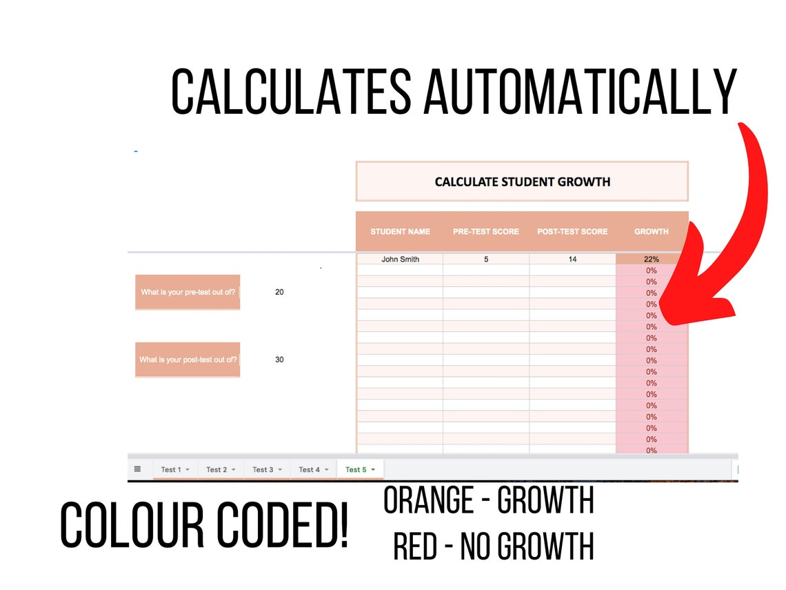 Student Growth Google Sheets Template, Teacher Google Sheets Template ...