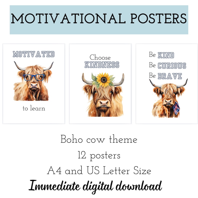 Highland Cow Classroom Decor, Boho Western Bulletin Board ...