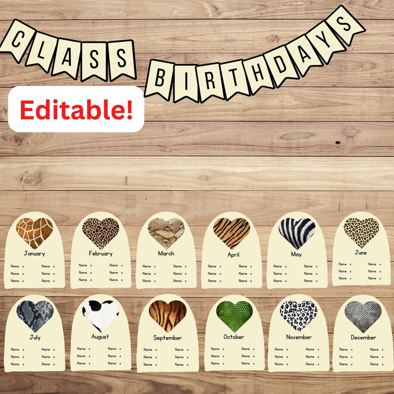 EDITABLE Birthday Display Classroom, Birthday Calendar Classroom ...