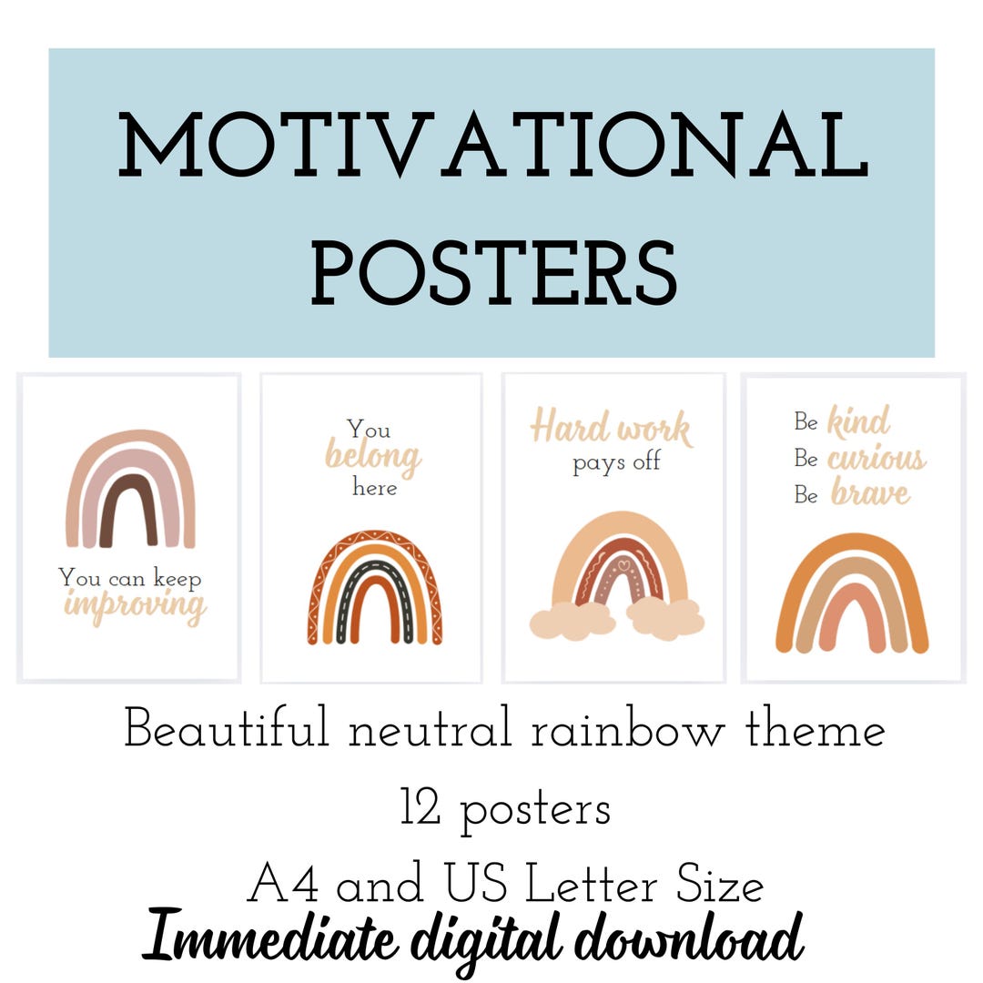 Neutral Rainbow Motivational Posters, Motivational Posters for School ...
