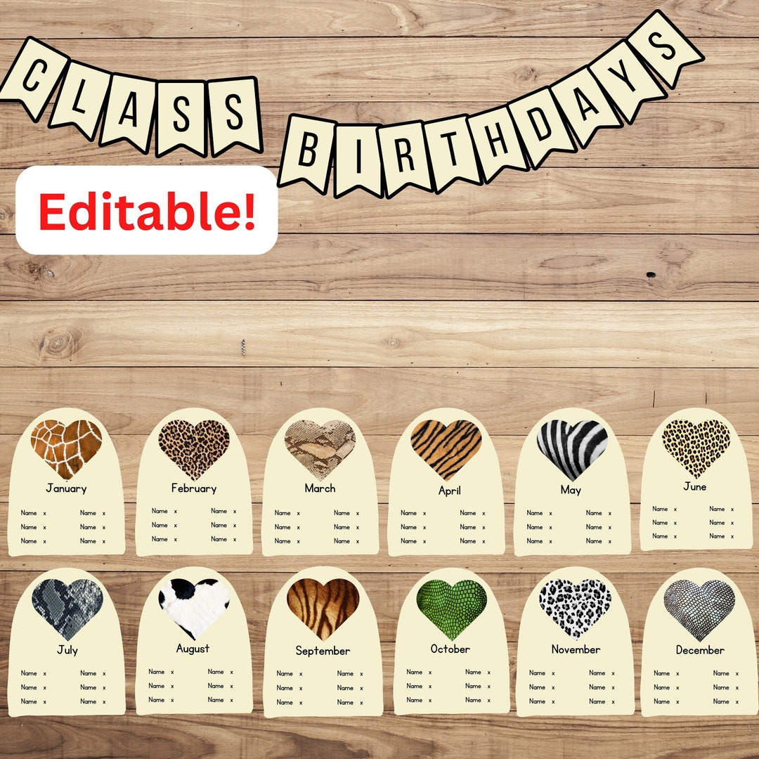 EDITABLE Birthday Calendar Classroom, Bulletin Board Boho, Birthday ...