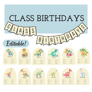 EDITABLE Dinosaur Classroom Birthday Display, Primary School Birthday ...