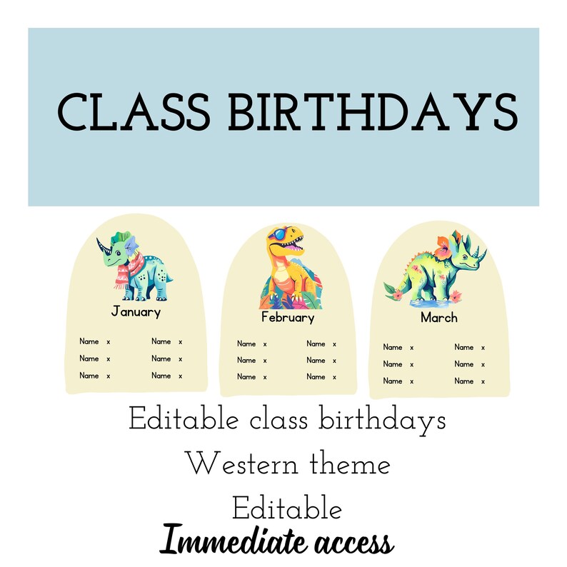 EDITABLE Dinosaur Classroom Birthday Display, Primary School Birthday Bulletin Board Wall ...