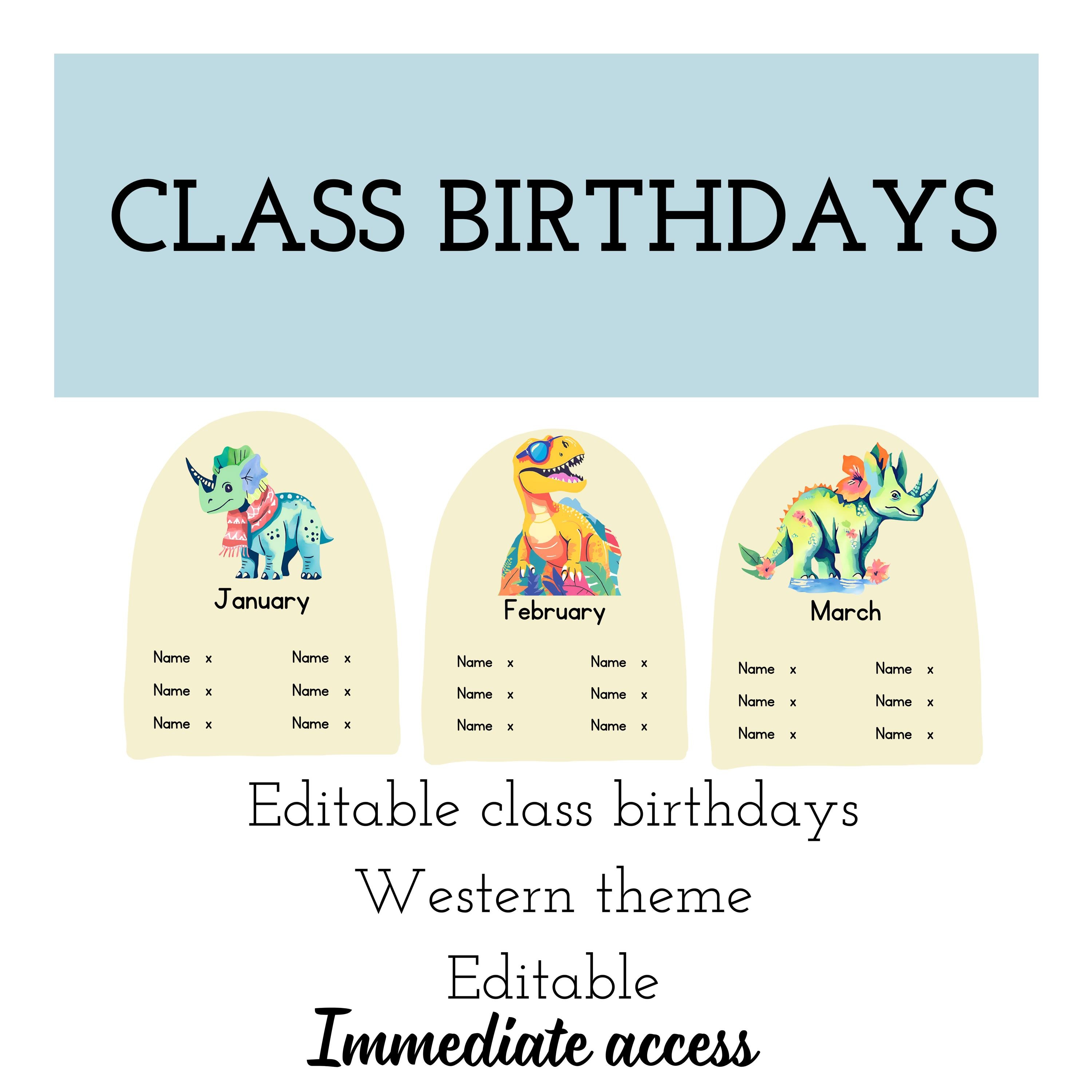 EDITABLE Dinosaur Classroom Birthday Display, Primary School Birthday ...