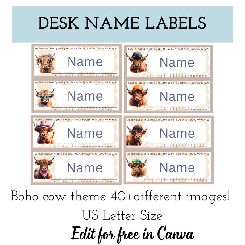 EDITABLE Western Cow Desk Name Tags | Farmhouse Classroom Decor ...