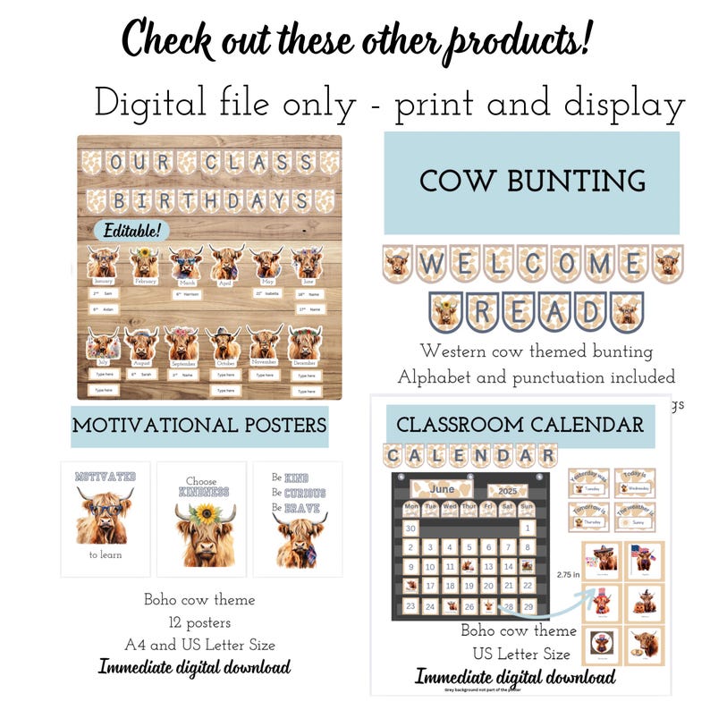 Highland Cow Number Line Classroom Display With Negatives, -40 to 120 ...