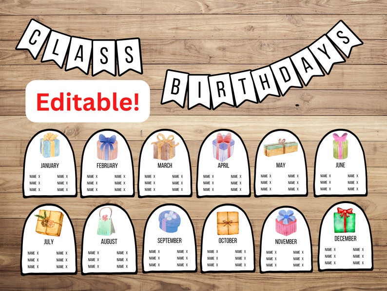 EDITABLE Classroom Birthday Present Display, Primary School Birthday ...