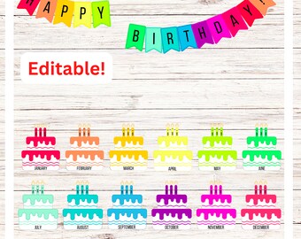 EDITABLE Classroom Birthday Display, Primary School Cake Birthday ...