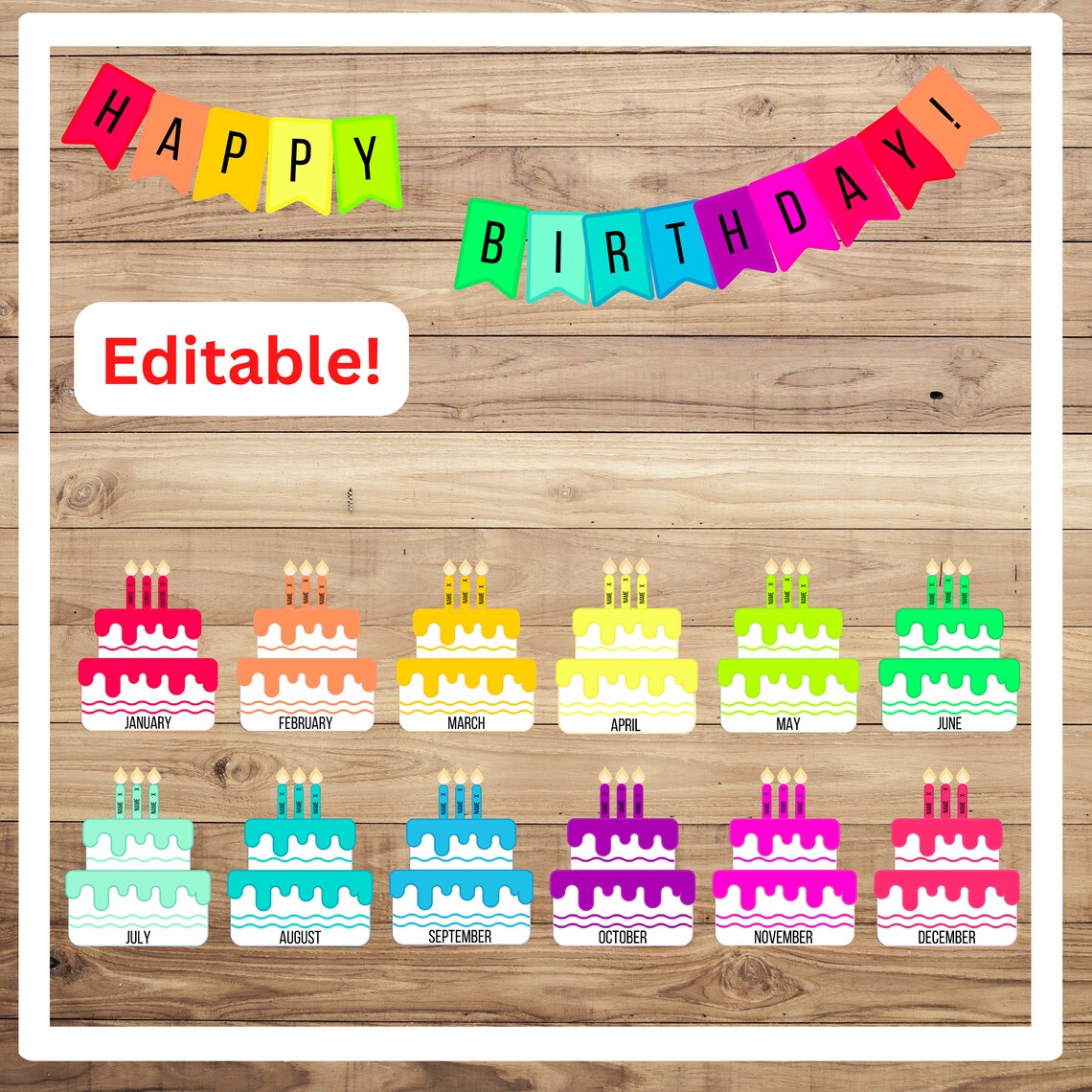 EDITABLE Classroom Birthday Display, Primary School Cake Birthday ...