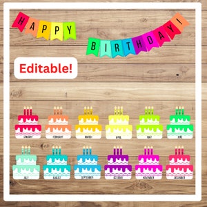 EDITABLE Classroom Birthday Display, Primary School Cake Birthday ...