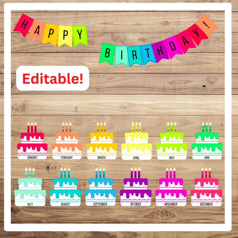 EDITABLE Classroom Birthday Display, Primary School Cake Birthday ...