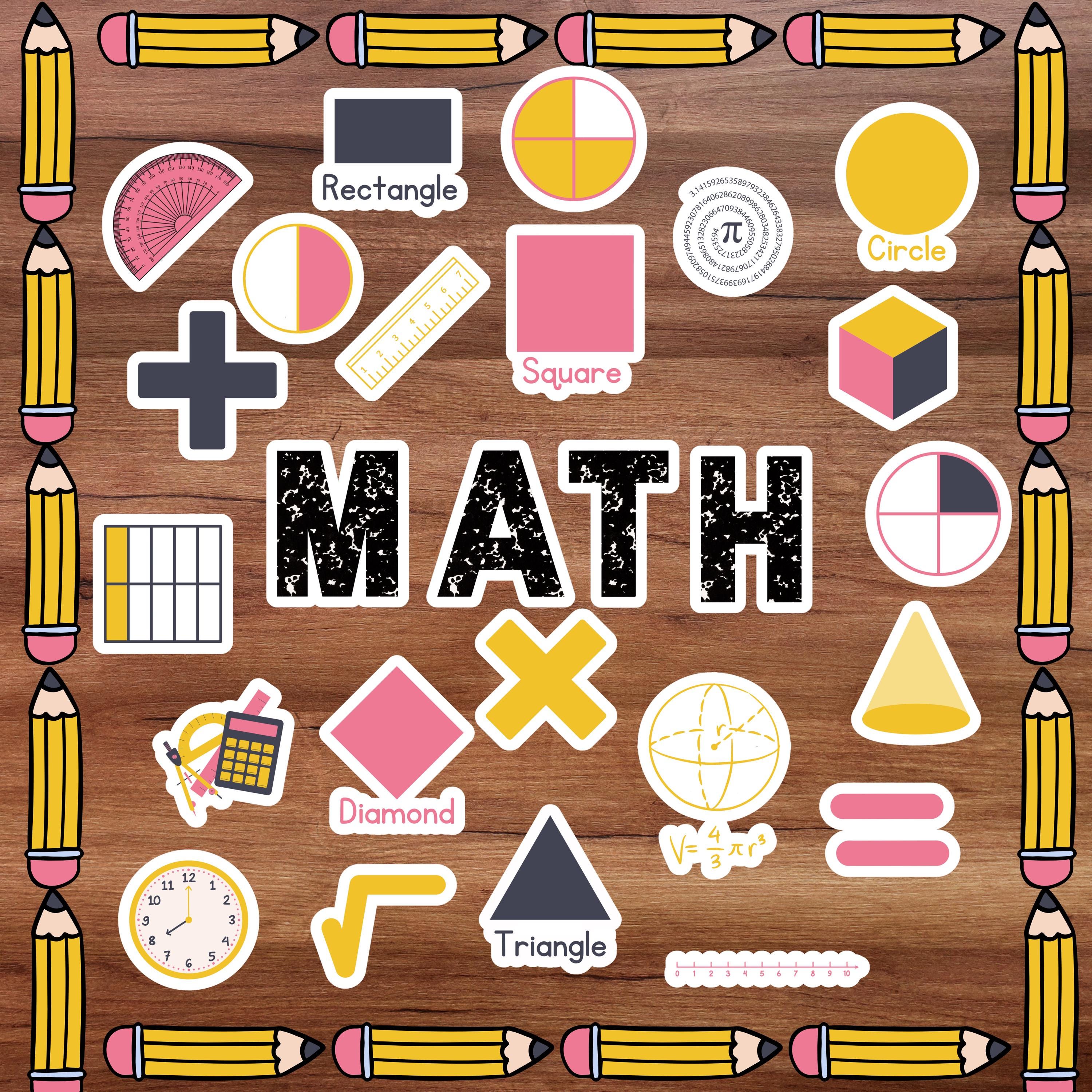 Printable Math Classroom Decor, Retro Math Bulletin Board Kit, Fun and ...