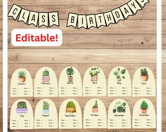 BOHO BOTANY Birthday Display, Birthday Chart, Plants Themed Classroom ...