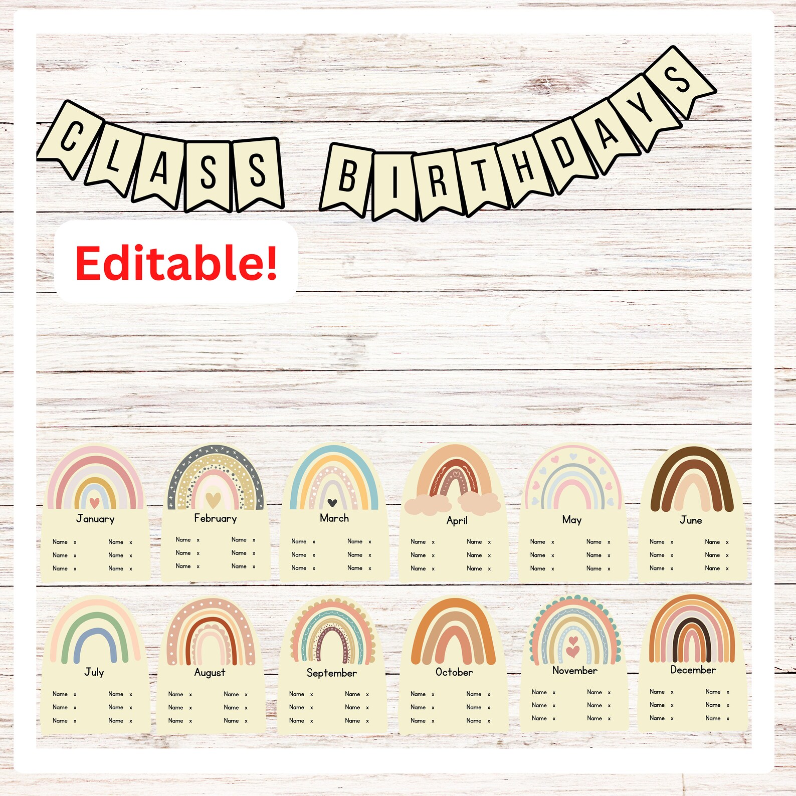 EDITABLE Classroom Birthday Display, Primary School Cake Birthday ...