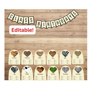 EDITABLE Birthday Calendar Classroom, Bulletin Board Boho, Birthday ...