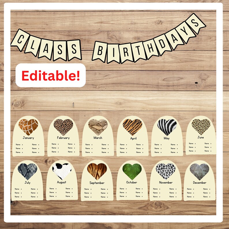 EDITABLE Birthday Calendar Classroom, Bulletin Board Boho, Birthday ...